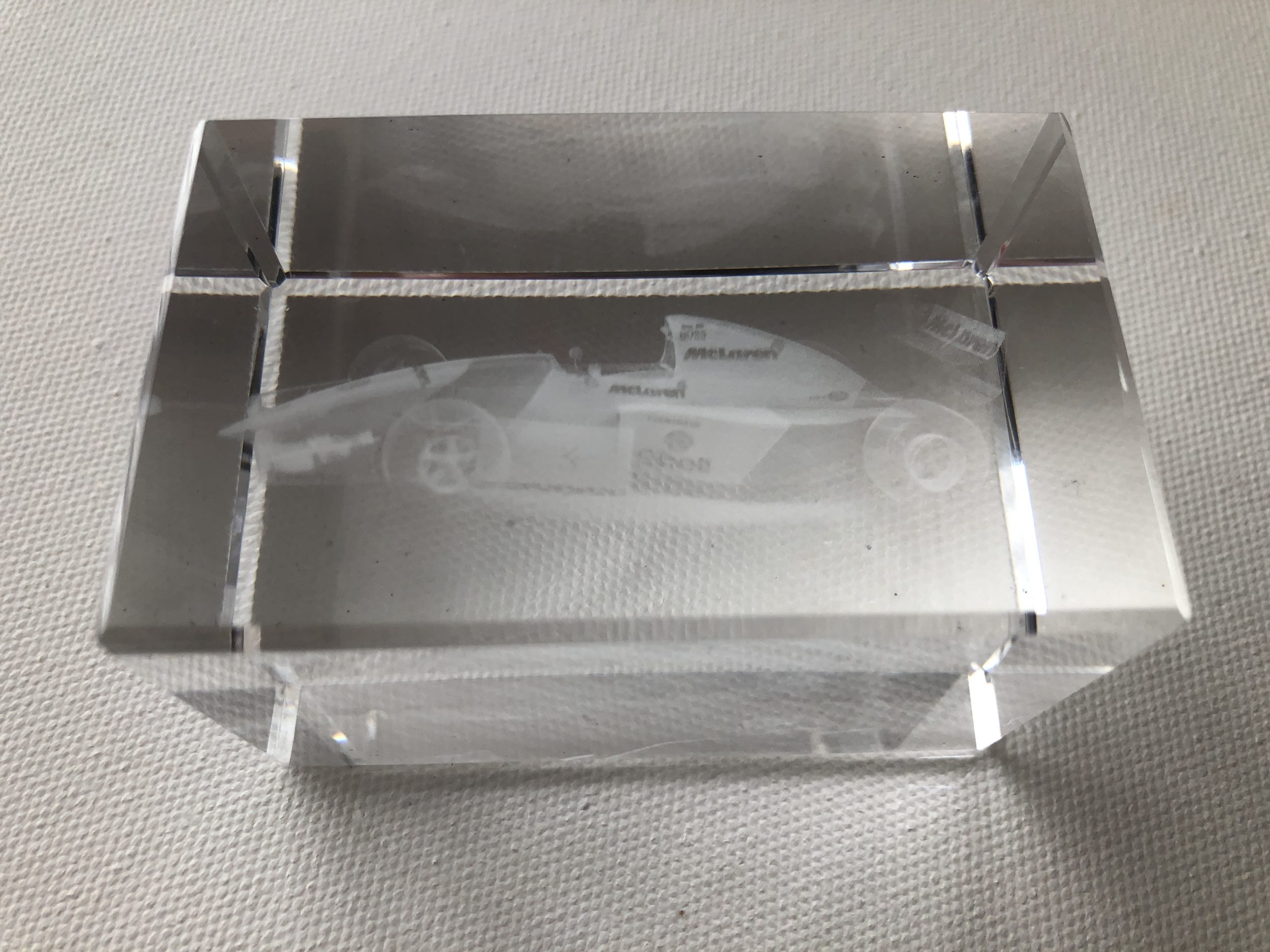 3D Crystal Paperweight with McLaren F1 Race car from early 1990's ...