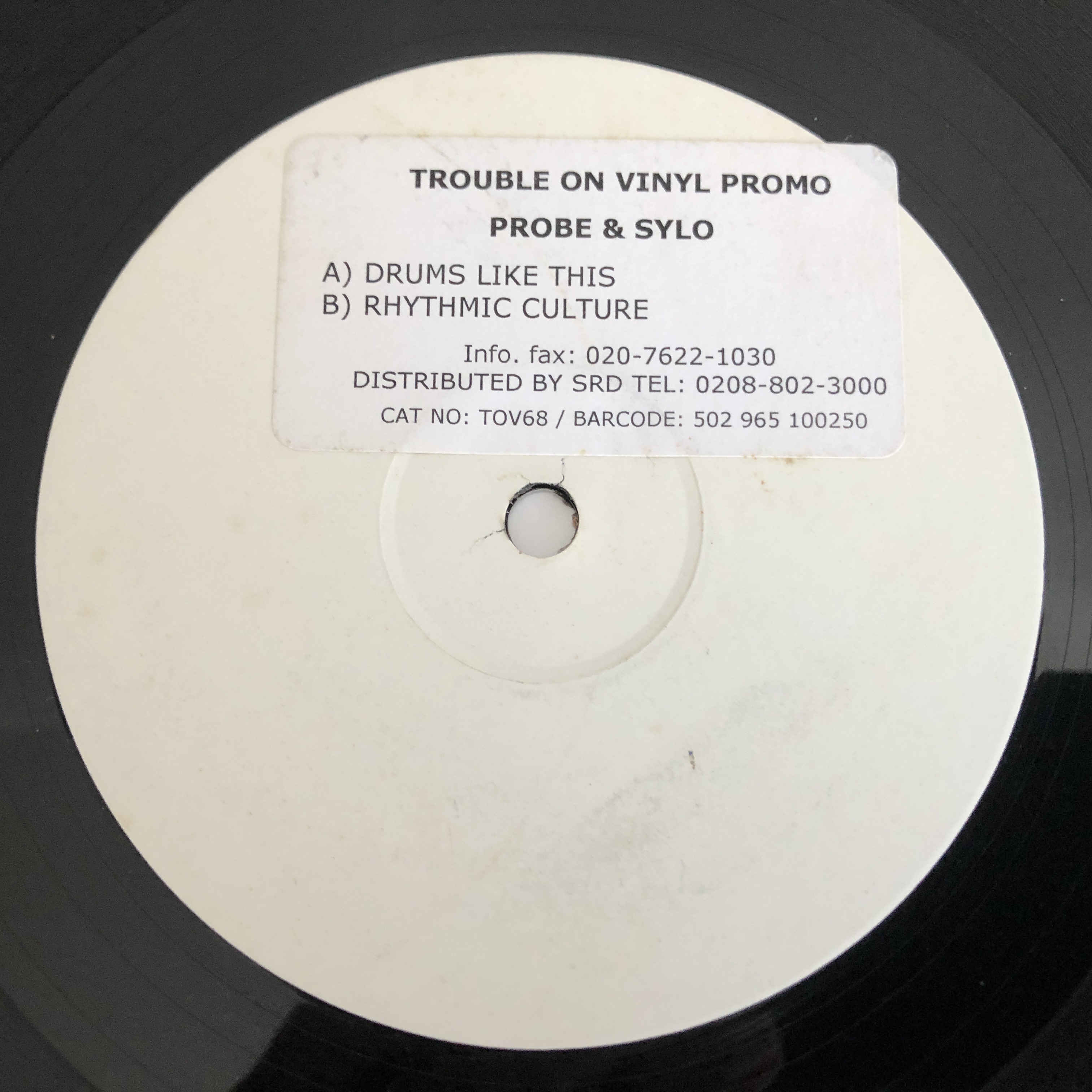 DJ Probe & Sylo - Drums Like This / Rhythmic Culture (12", Promo, W/Lbl ...