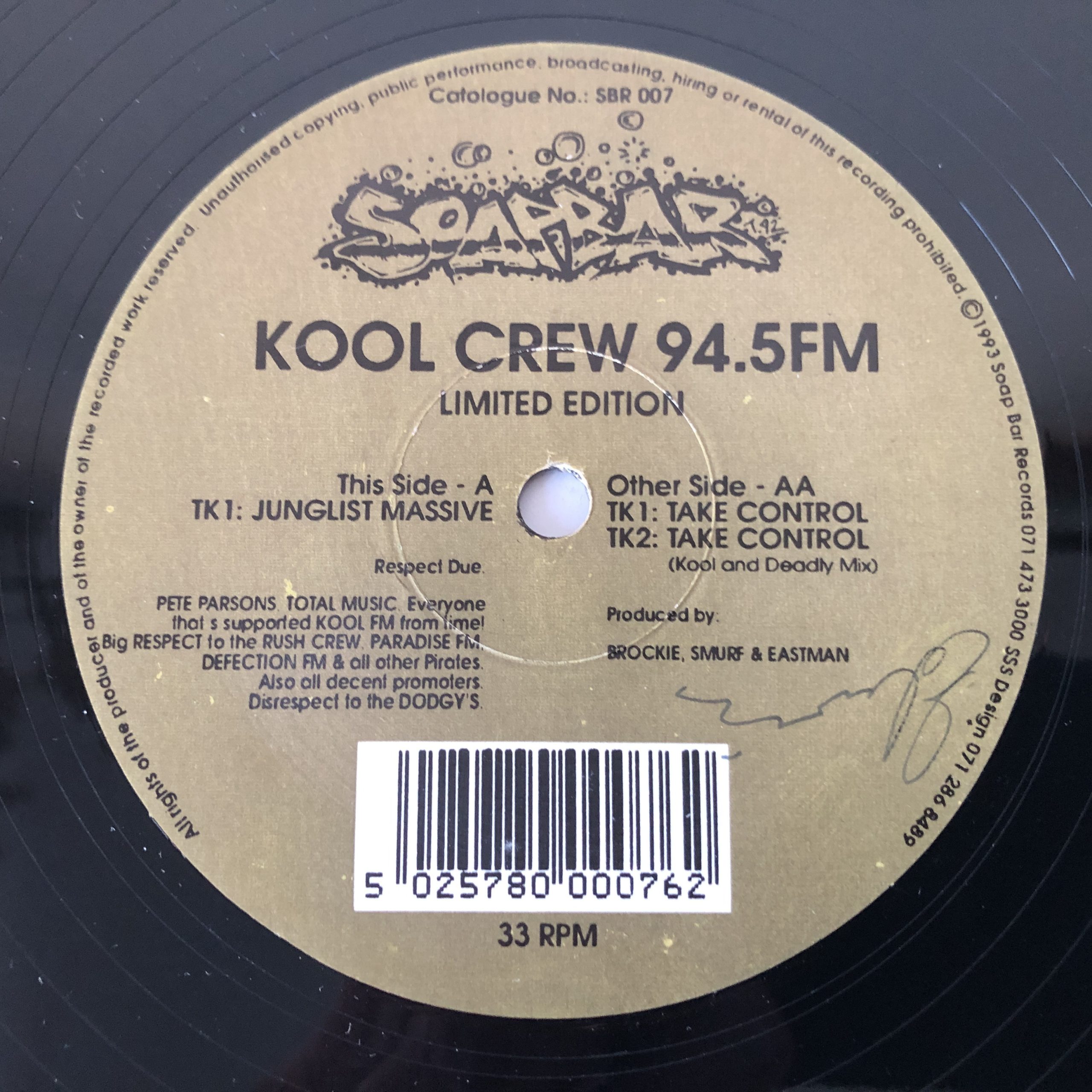 Kool Crew 94.5FM - Junglist Massive / Take Control (12", Ltd) | Classic ...